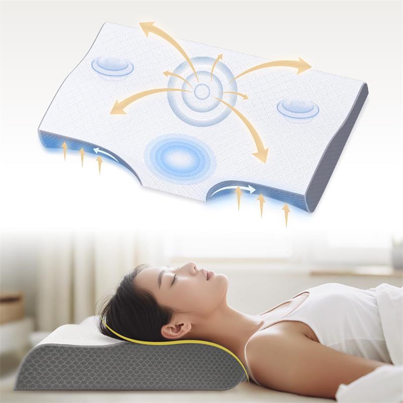 【頭・首・肩を包み込む立体サポート】蝶形デザインが、頭・首・肩をしっかり支え、理想的な寝姿勢をキープ。仰向けでも横向きでも自然にフィットし、首の負担を軽減。寝返りが打ちやすく、朝までぐっすり眠れる快眠枕。低反発ウレタン素材を使用し、圧力を均...